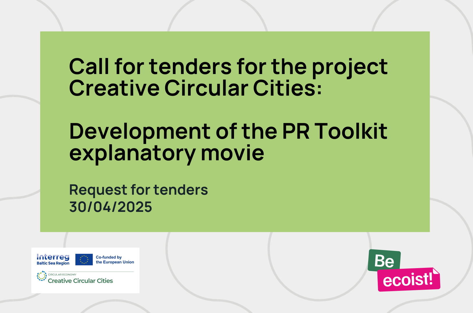 Open Call | Tenders for the project Creative Circular Cities: Development of the PR Toolkit ...